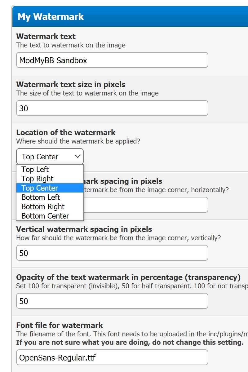 My Watermark 2.0.0 MyBB Plugin | ModMyBB